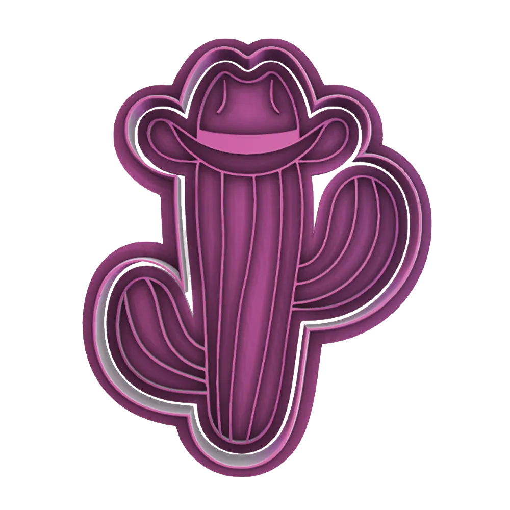 Cactus Wearing a Cowboy Hat Cookie Cutter – Western Cookie Stamp