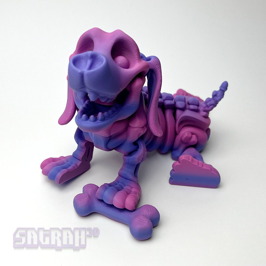 Flexi Skeleton Sausage Dog Fidget Toy - 3D Printed Dachshund