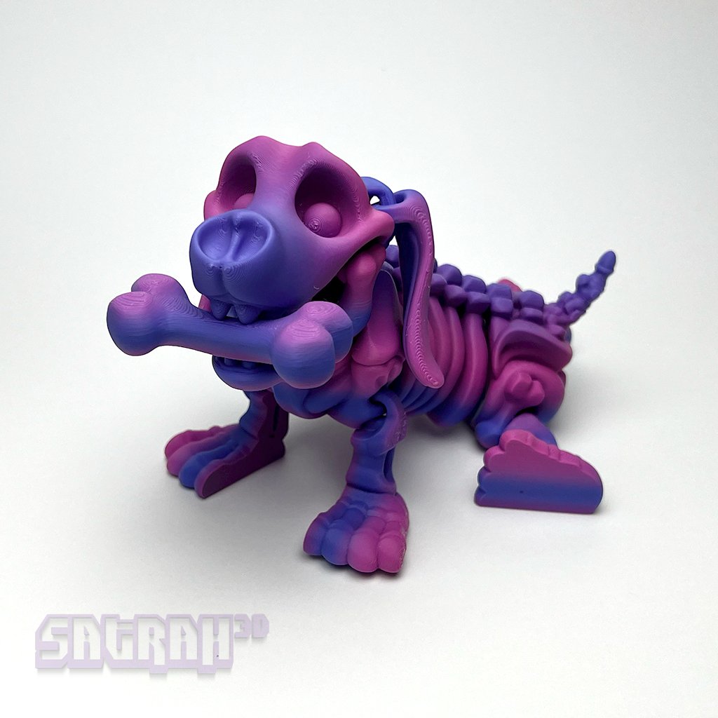 Flexi Skeleton Sausage Dog Fidget Toy - 3D Printed Dachshund