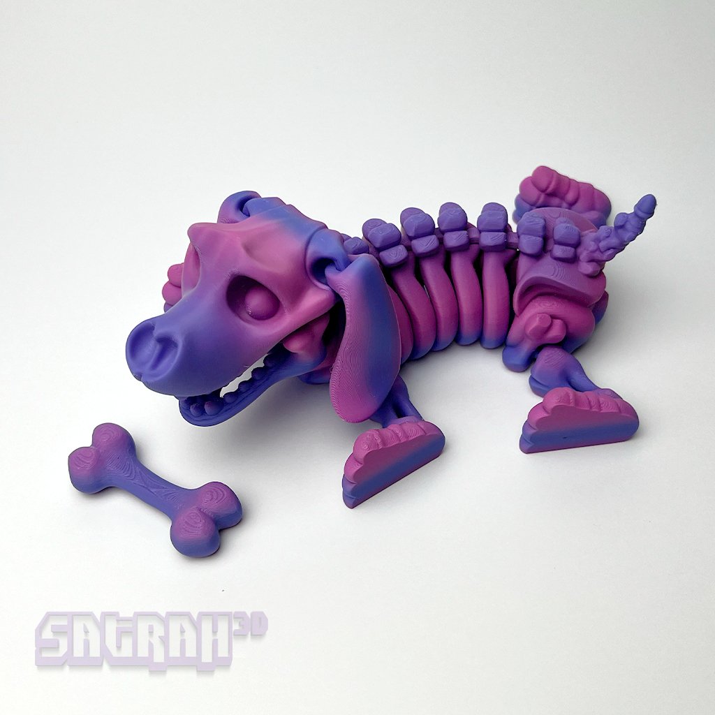 Flexi Skeleton Sausage Dog Fidget Toy - 3D Printed Dachshund