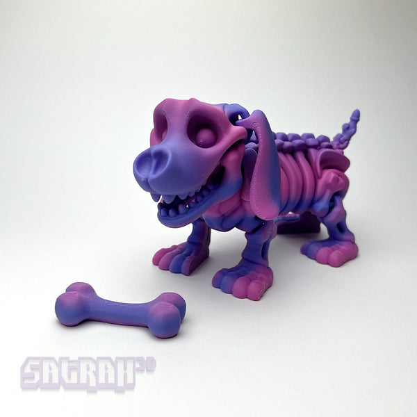 Flexi Skeleton Sausage Dog Fidget Toy - 3D Printed Dachshund