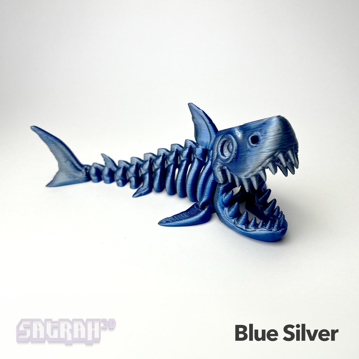 Articulated Skeleton Shark -3D Printed Flexi Fidget Toy in Two Sizes